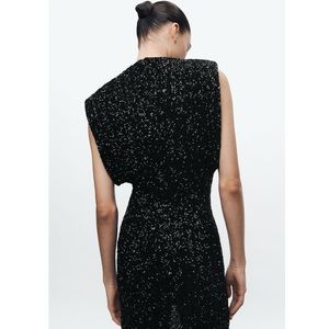 Zara | Dresses | Zara Shoulder Pads Sequin Dress Zw Collection | Poshmark